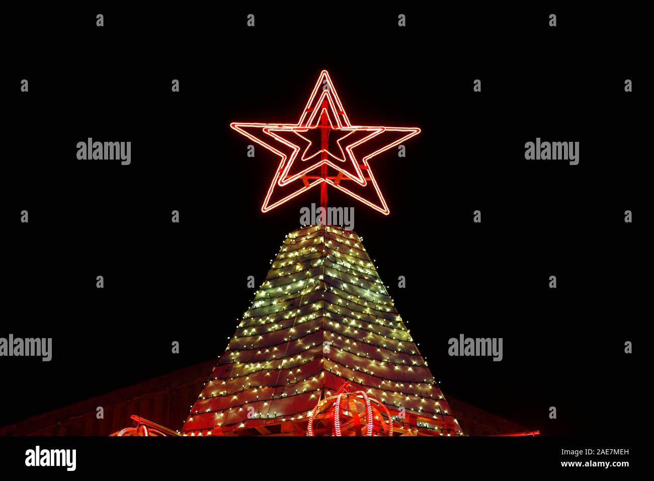 An innovative Christmas Tree, made from pallets of wood. This is ...