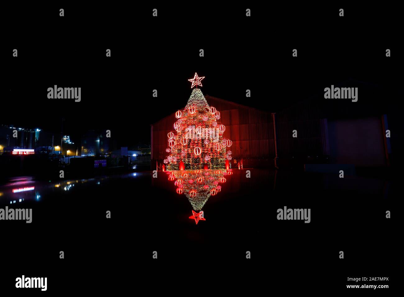 An innovative Christmas Tree, made from pallets of wood. This is ...