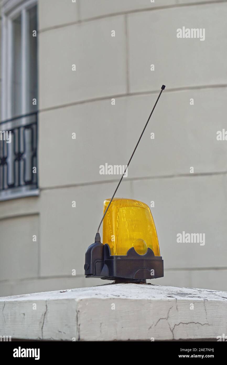 Flashing light signal with remote control antenna parking gate Stock ...