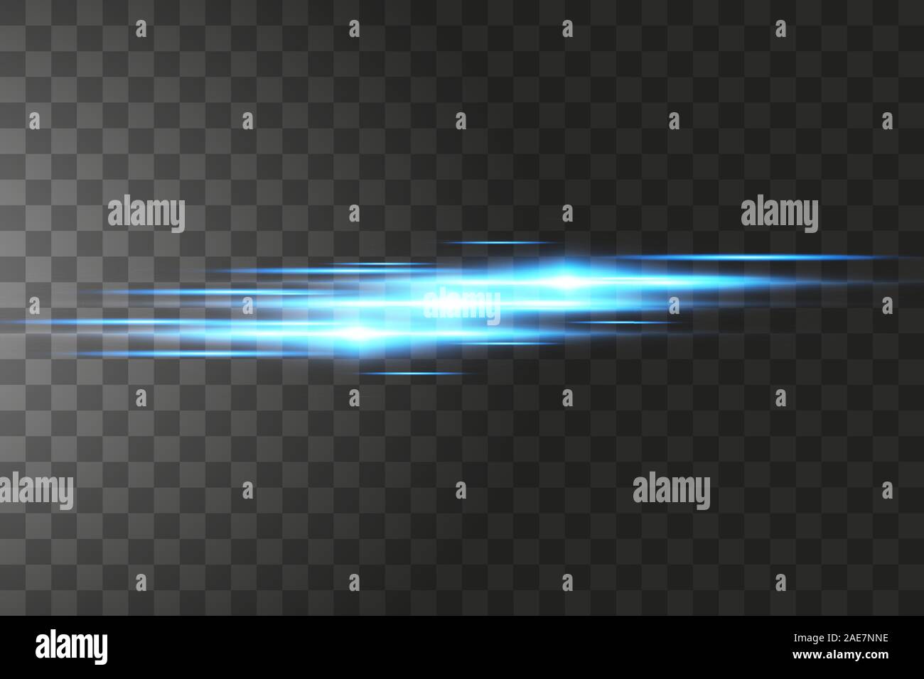 Blue horizontal lens flares pack. Laser beams, horizontal light rays ...