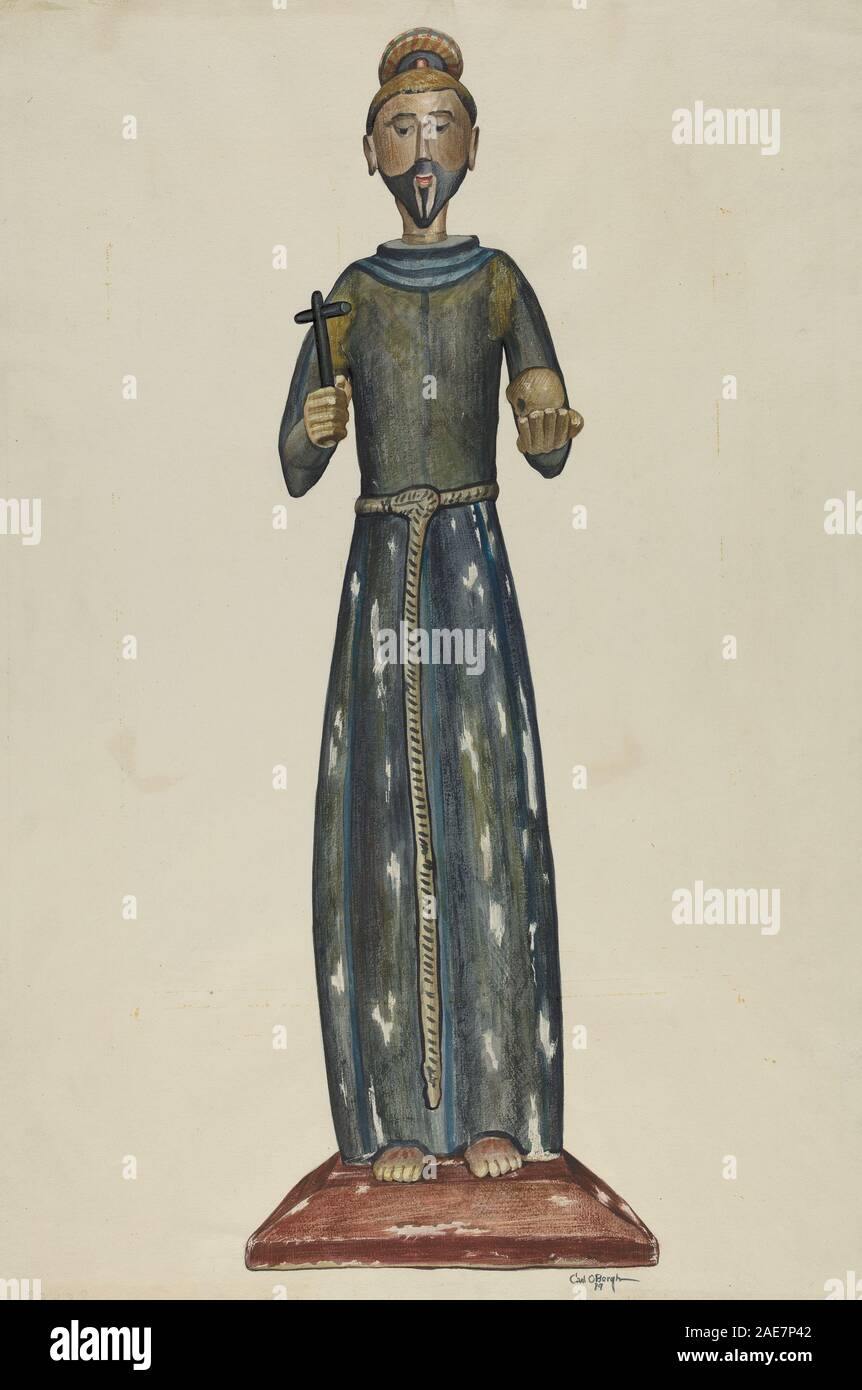 Bulto, Priest Carrying Cross and Skull; 1939date Carl O'Bergh, Bulto ...