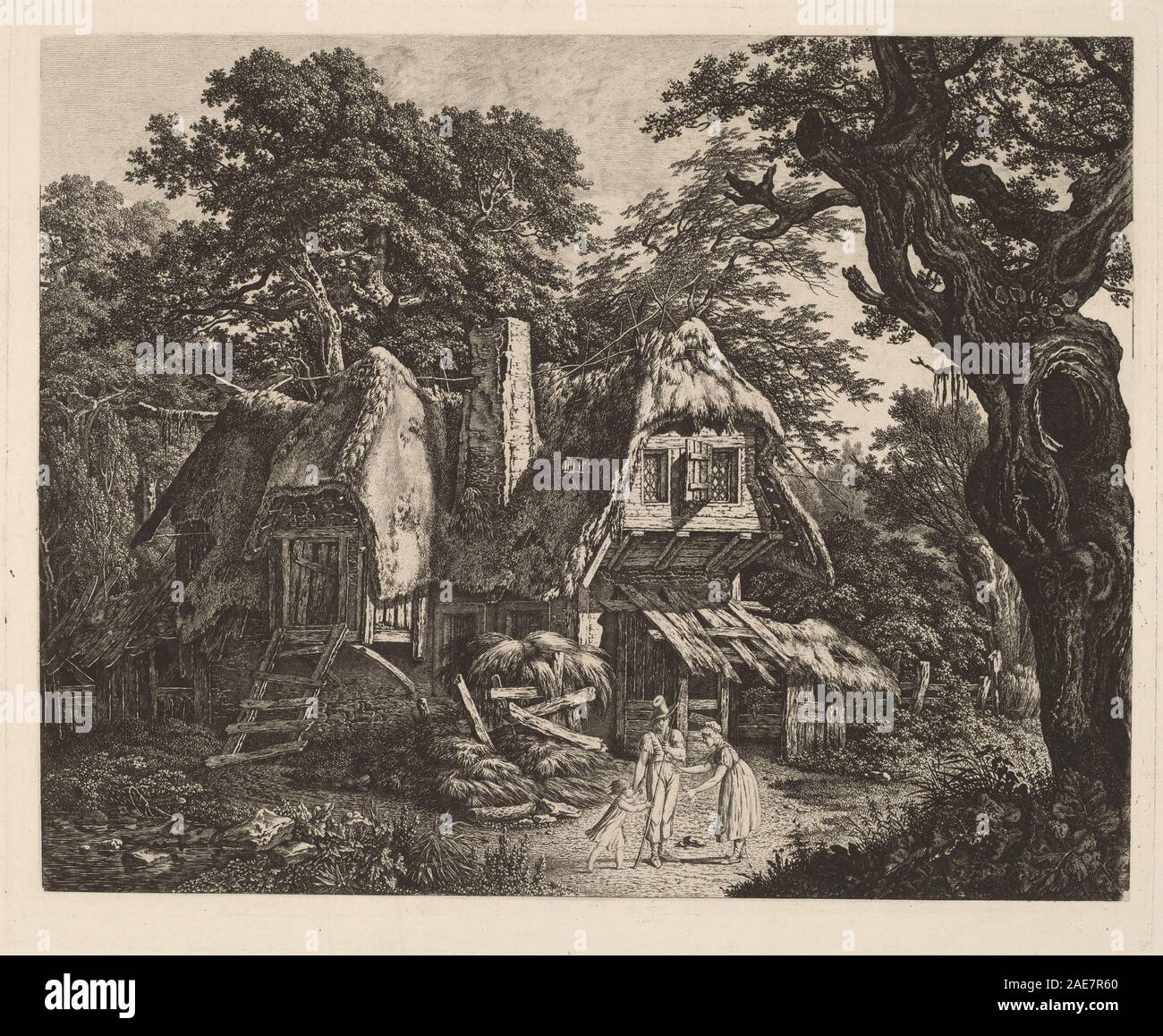 Straw-Thatched Hut with Landscape and Figures; 1807/1809 Carl Wilhelm ...