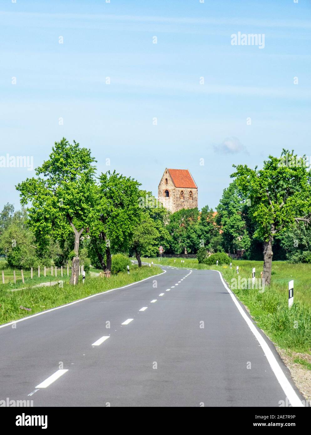 Country road and village in rural Saxony-Anhalt Germany Stock Photo - Alamy