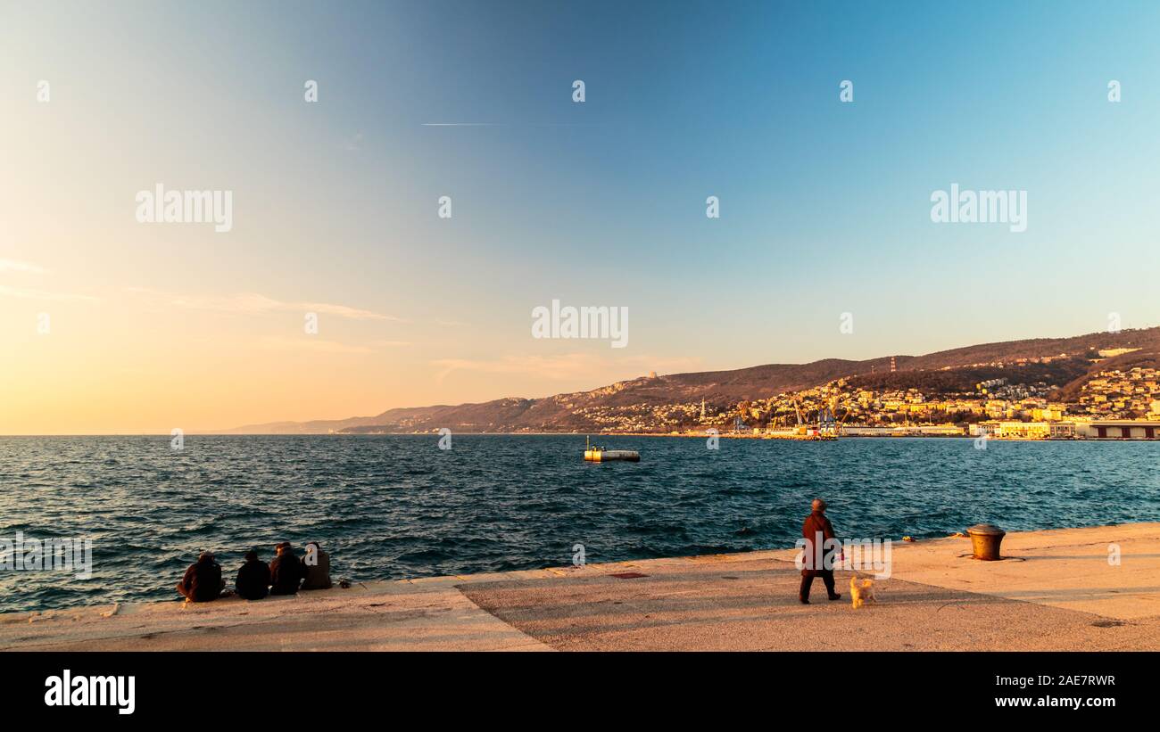 winter evening in the gulf of Trieste Stock Photo - Alamy