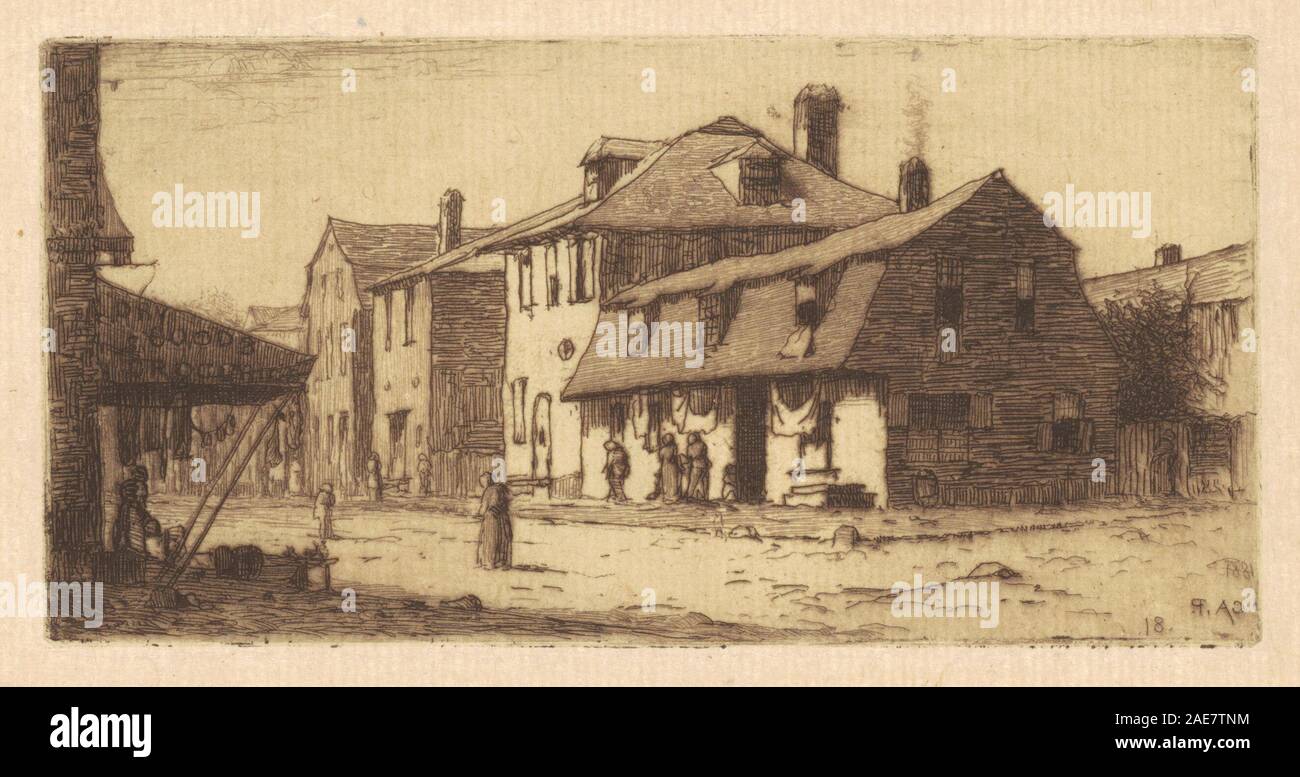 An 1881 view by Charles A. Platt depicting Thames Street in Newport ...