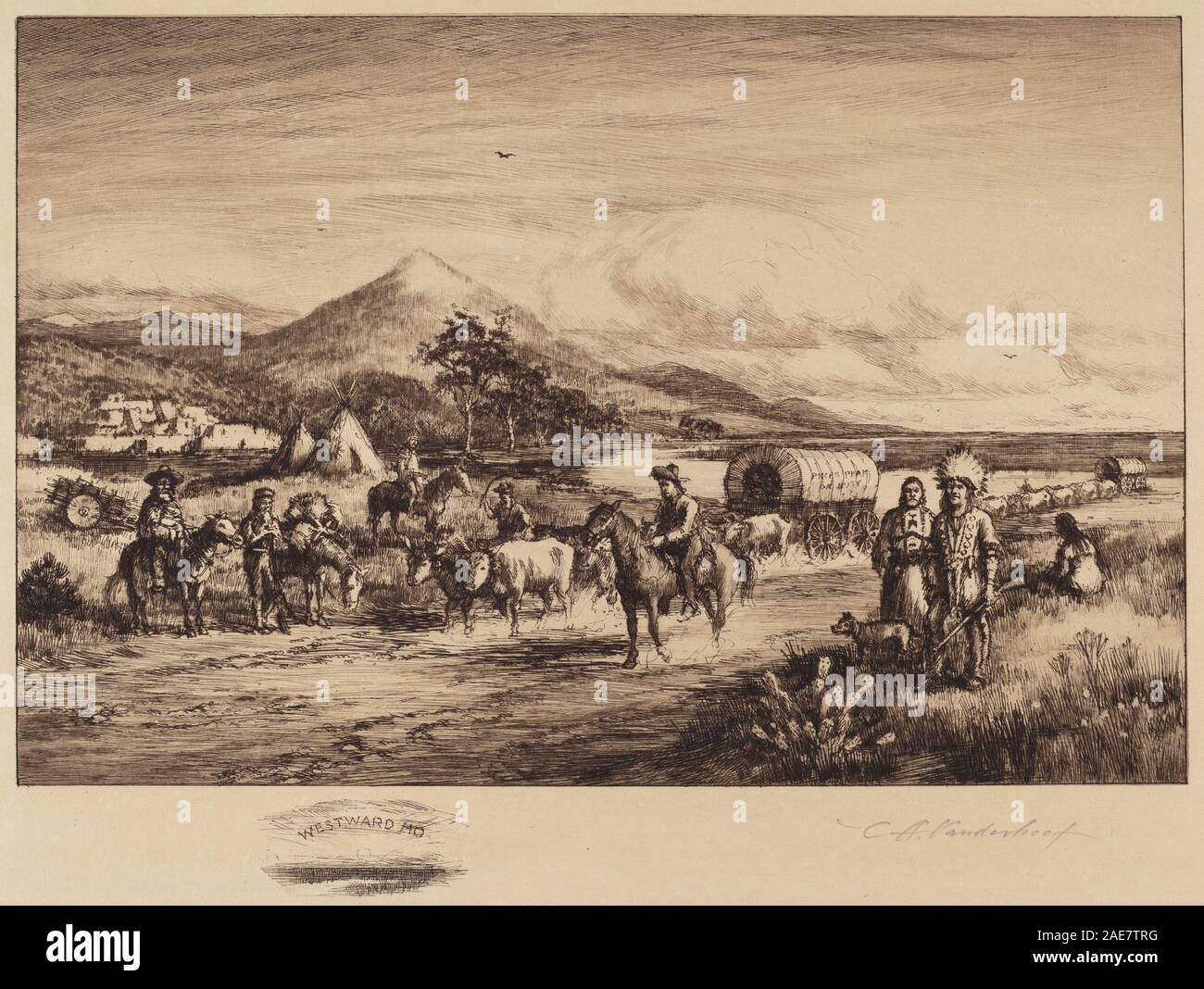 Westward Ho, painted in the 1880s by Charles A. Vanderhoof, depicts an ...