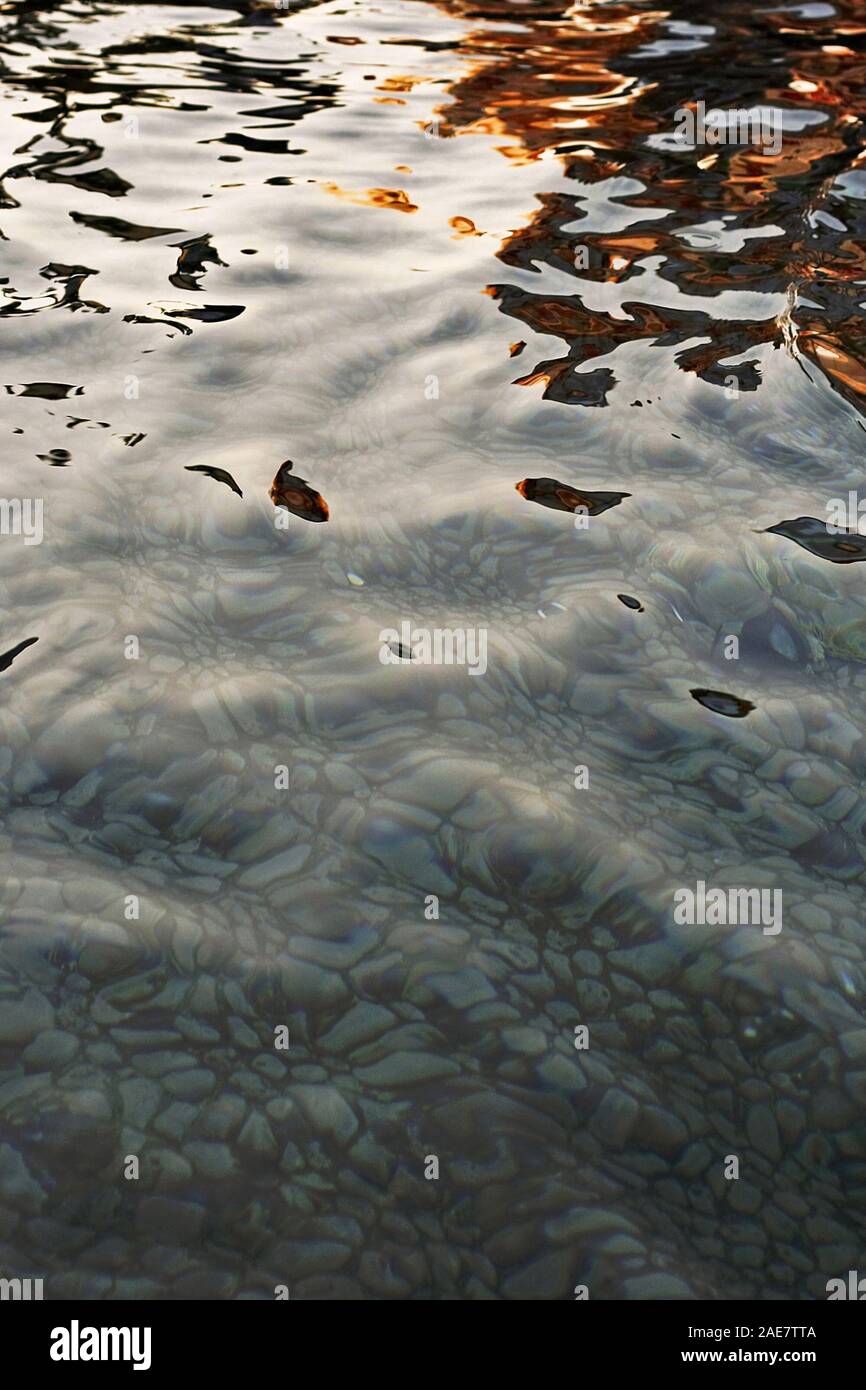 Wavy water surface translucent reflection background perspective Stock ...