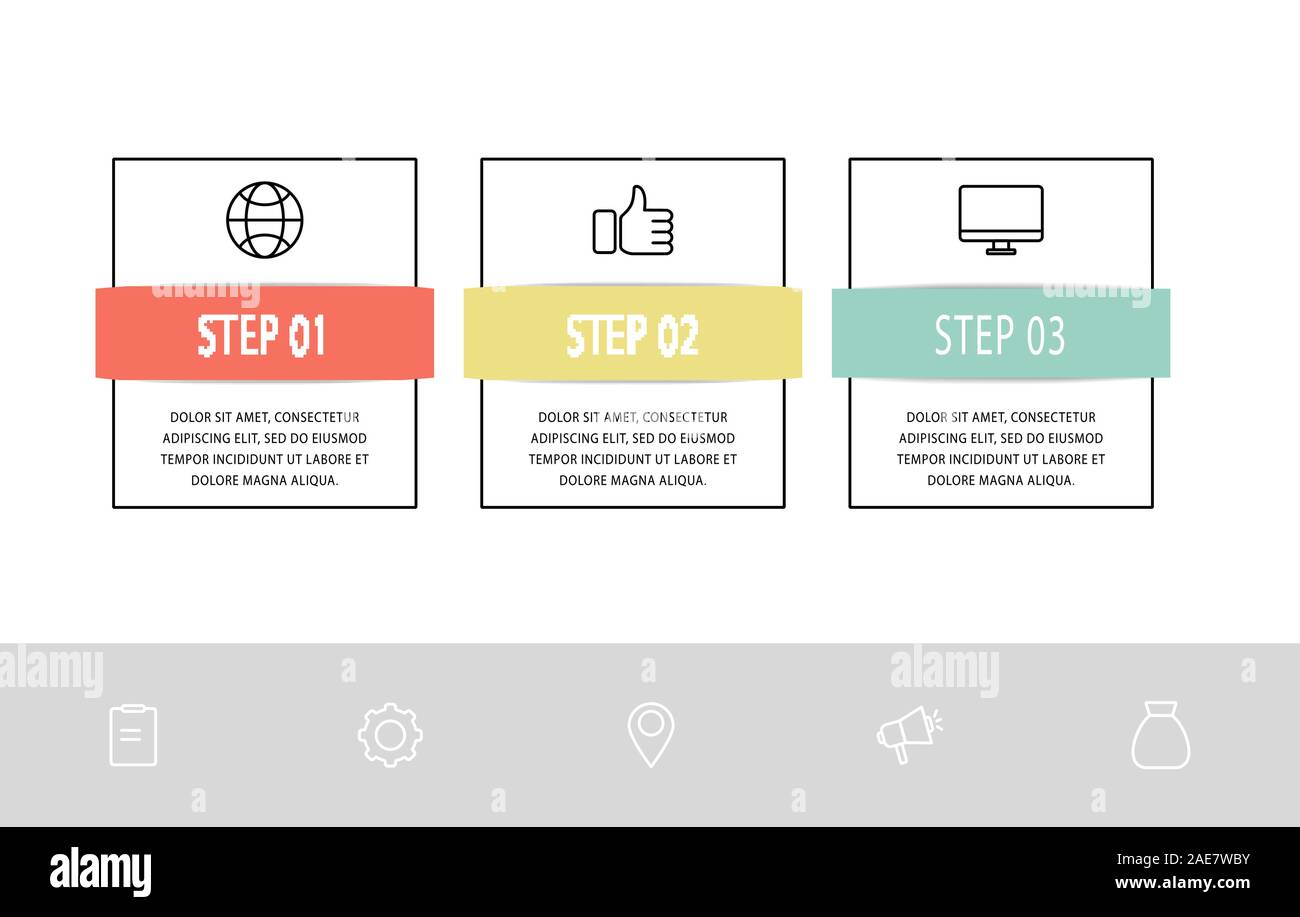 Vector infographic flat template. Rectangles for three diagrams, graph, flowchart, timeline ...