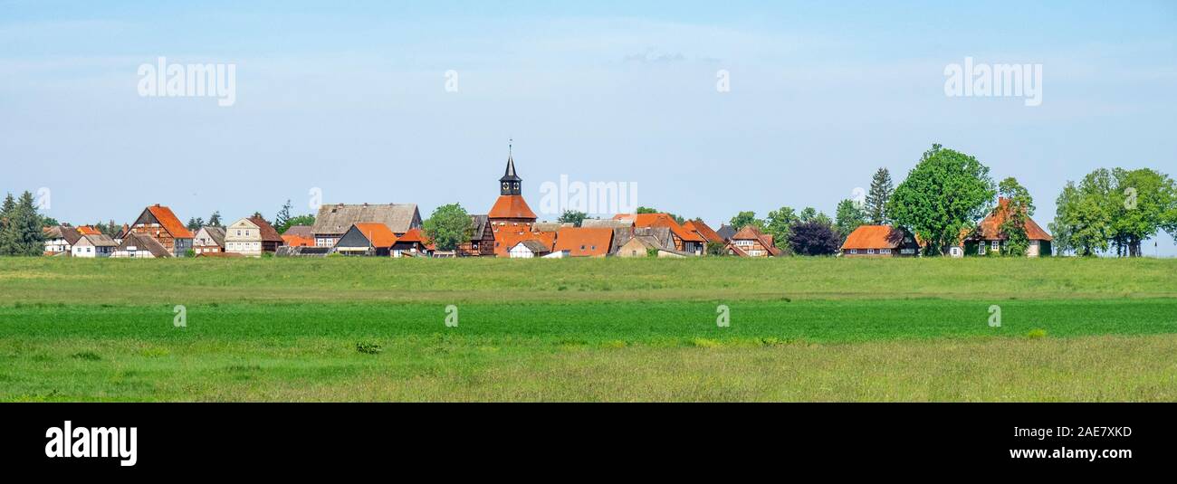 Lower flat countryside and town of Schnackenburg Lower Saxony Germany ...