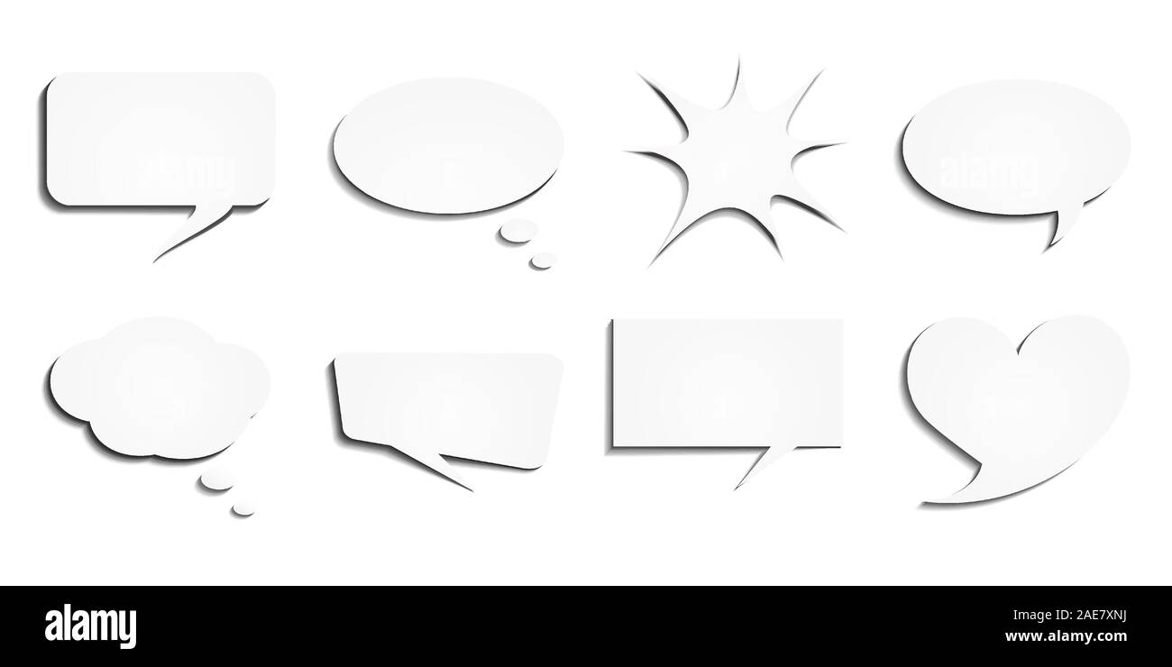 Set of speech bubbles with smooth shadow, different shapes Stock Vector ...
