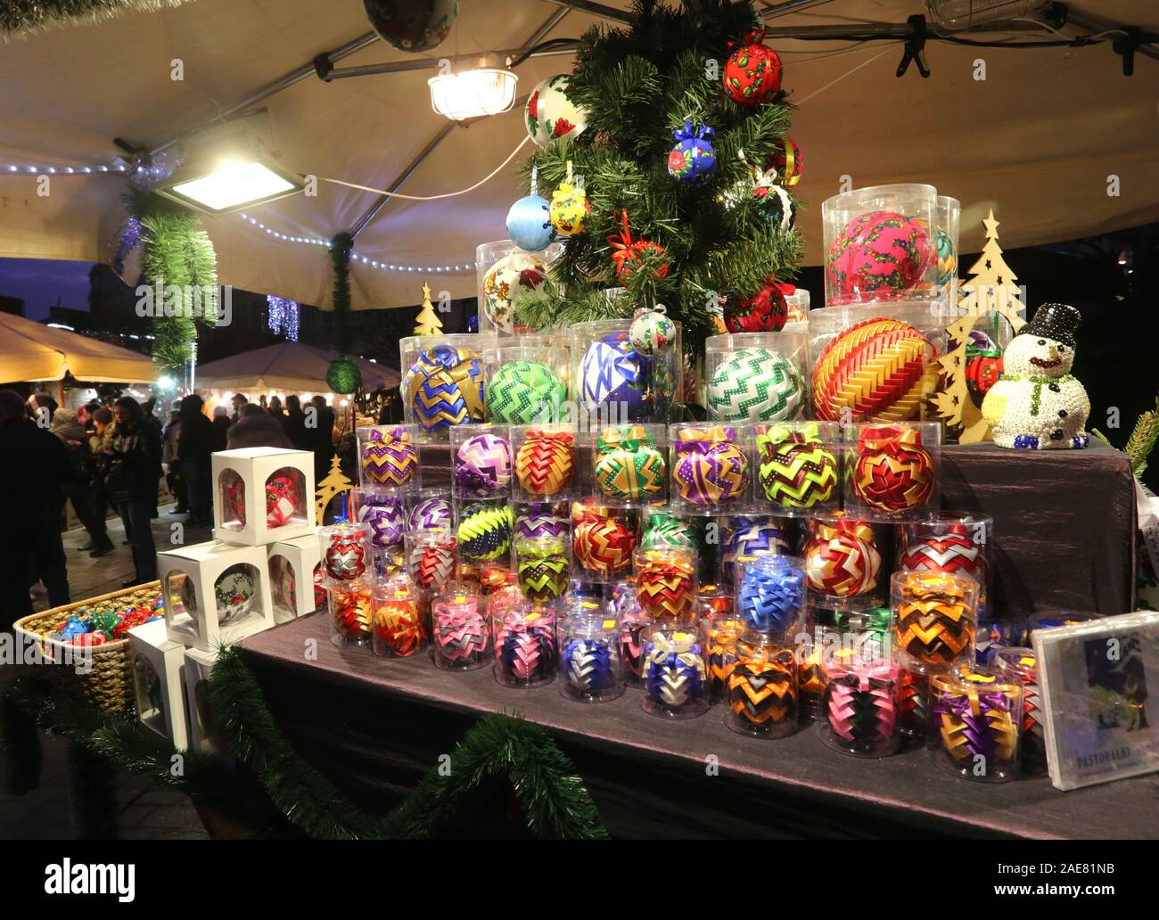 Cracow. Krakow. Poland. Christmas annual street fair at the Main Market ...