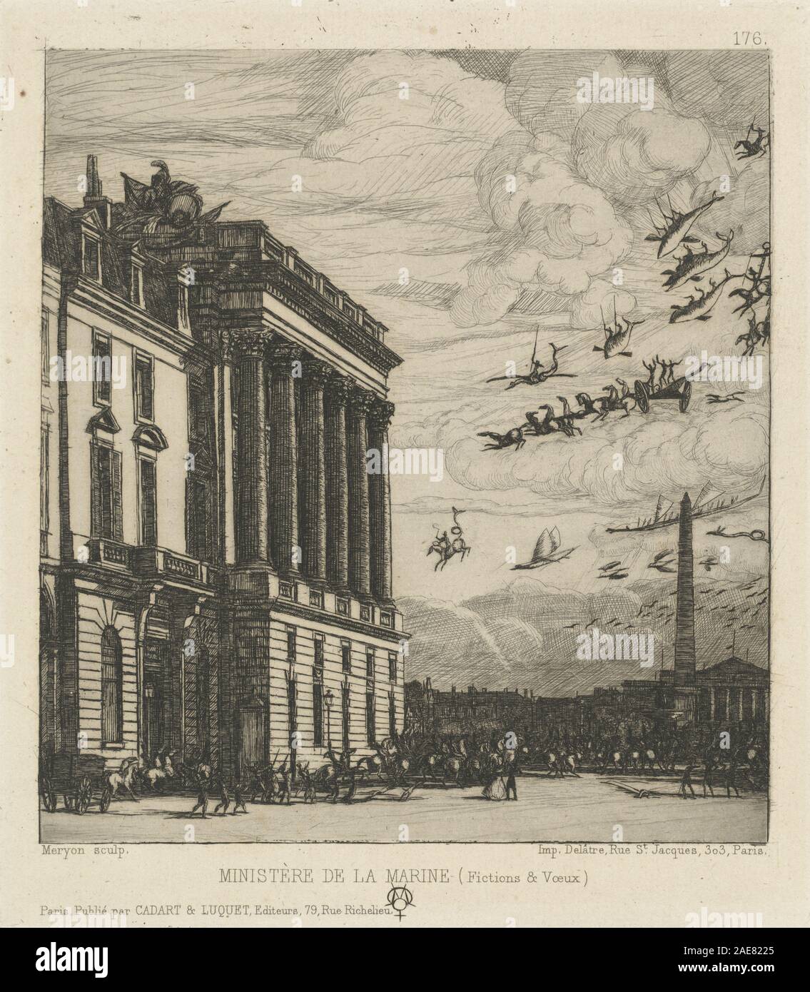 An 1865 etching by Charles Meryon depicting the Admiralty building in ...