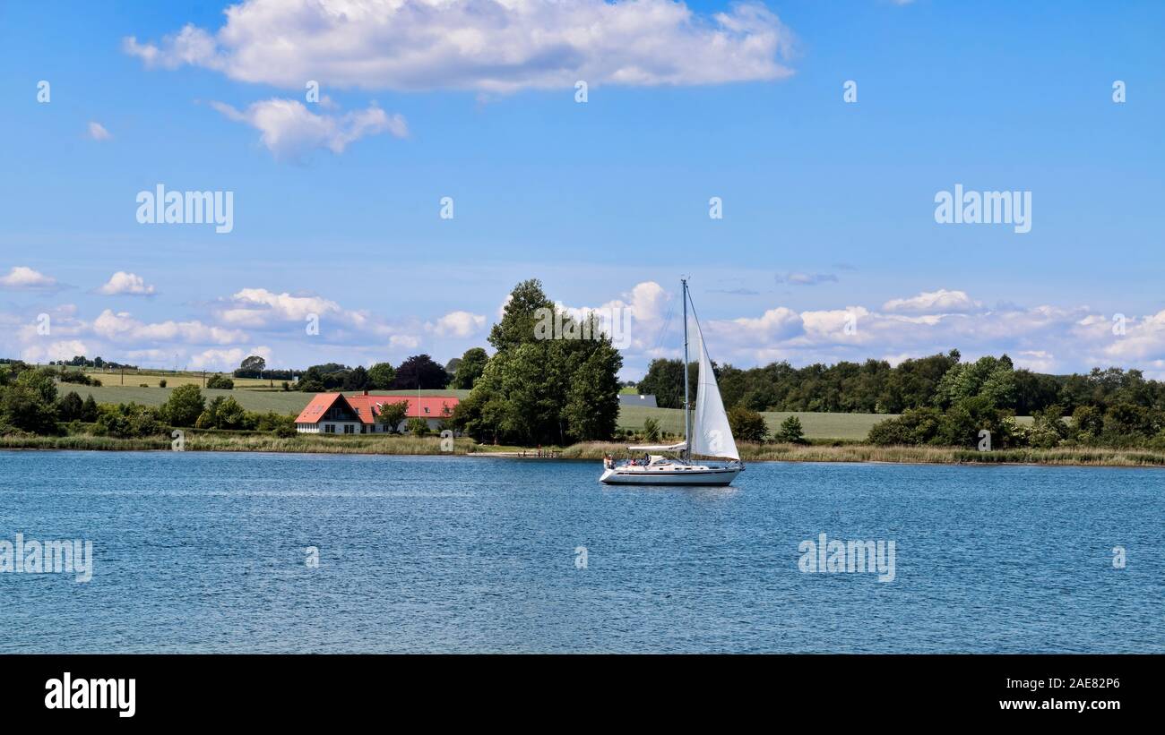 Sailboat in the inlet at Sonderborg, Denmark Stock Photo - Alamy