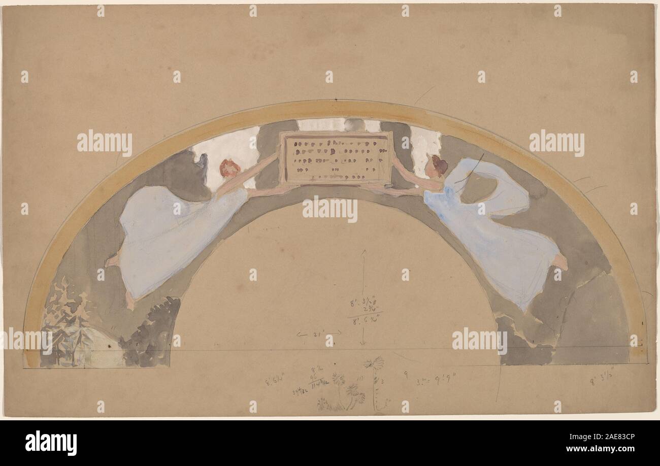 Study of Two Female Figures in Arched Border; 1890/1897 Charles Sprague Pearce, Study of Two ...