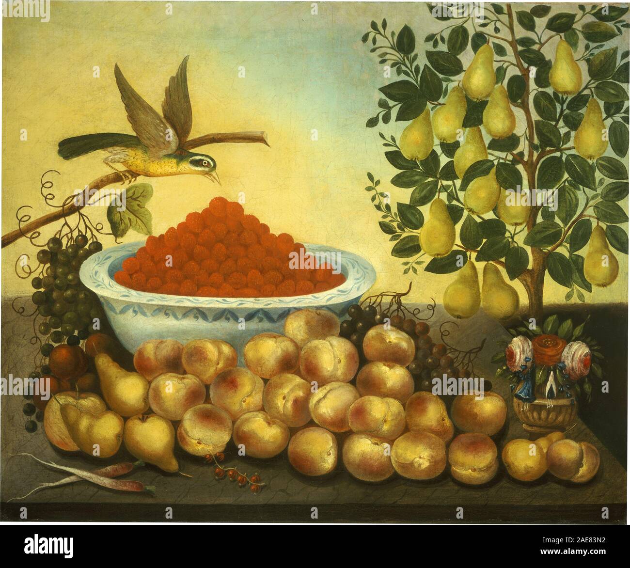This 1856 still life by Charles V Bond depicts fruit, a bird, and a ...
