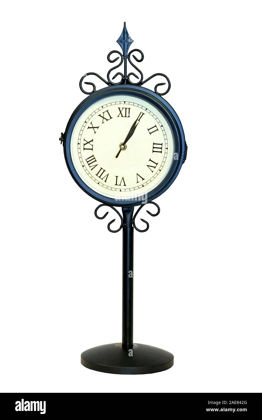Vintage style clock isolated with clipping path Stock Photo - Alamy