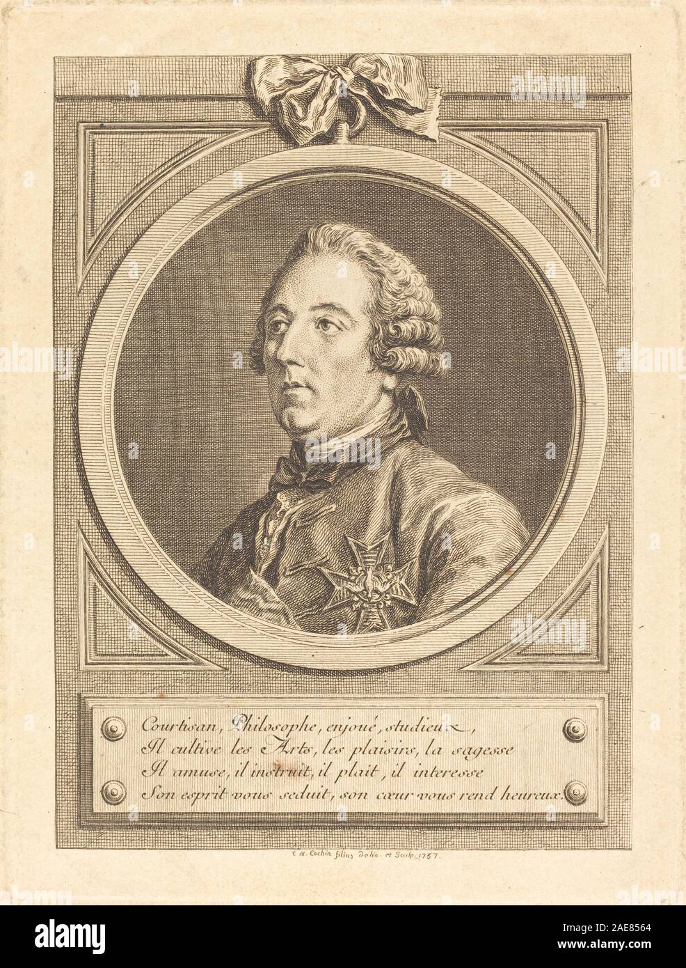 Engraving by Charles-Nicolas Cochin II from 1757 depicting Louis César ...
