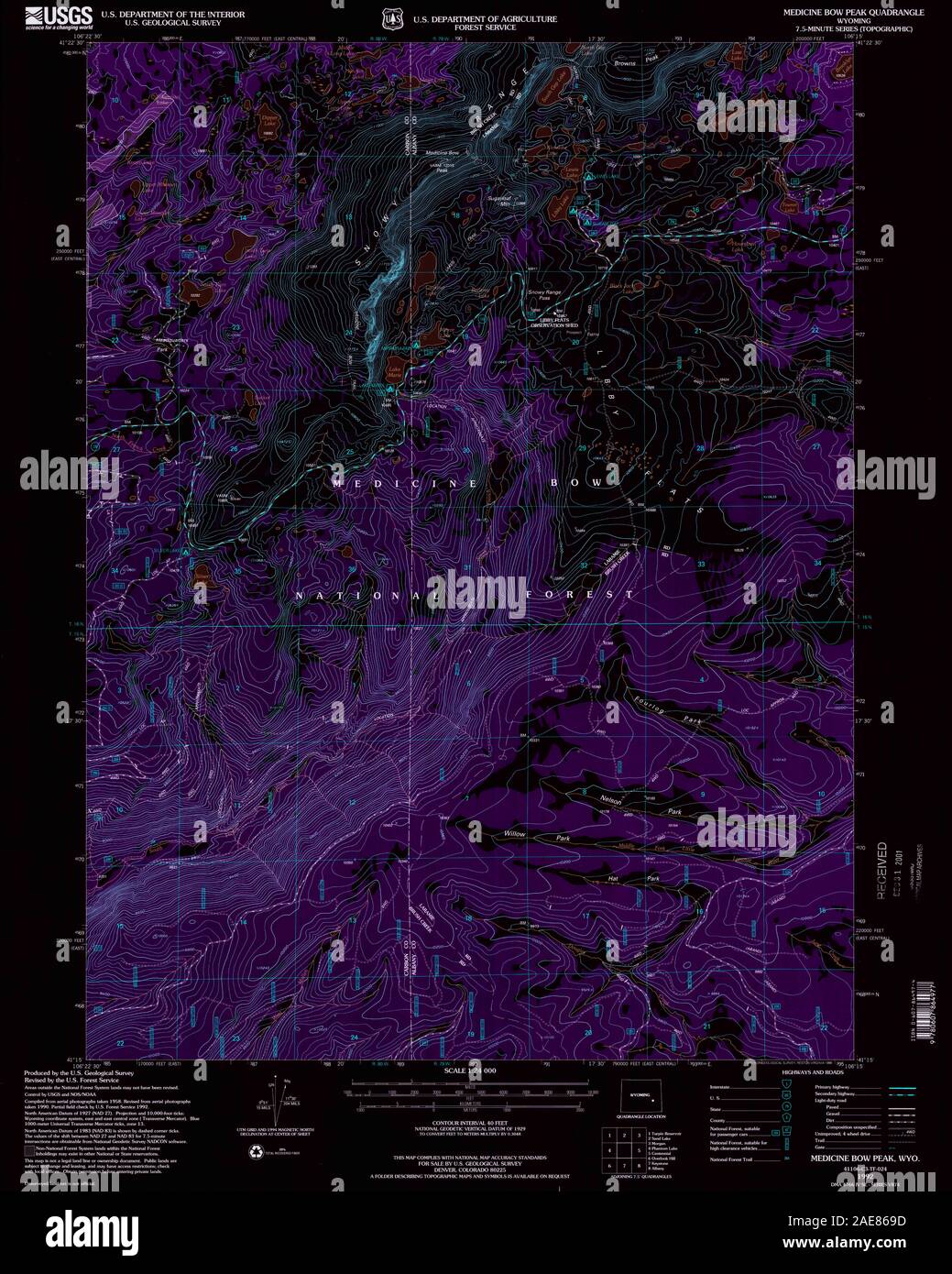 Map of medicine bow hi-res stock photography and images - Alamy