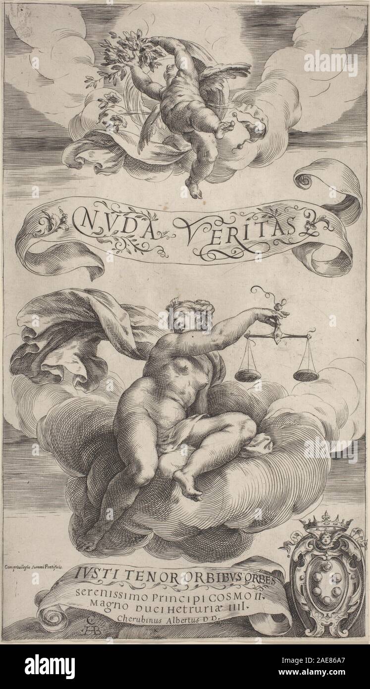 A drawing by Cherubino Alberti titled 'Truth and Justice,' depicting ...