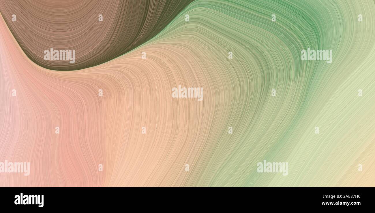 smooth swirl waves background design with tan, dark olive green and ...