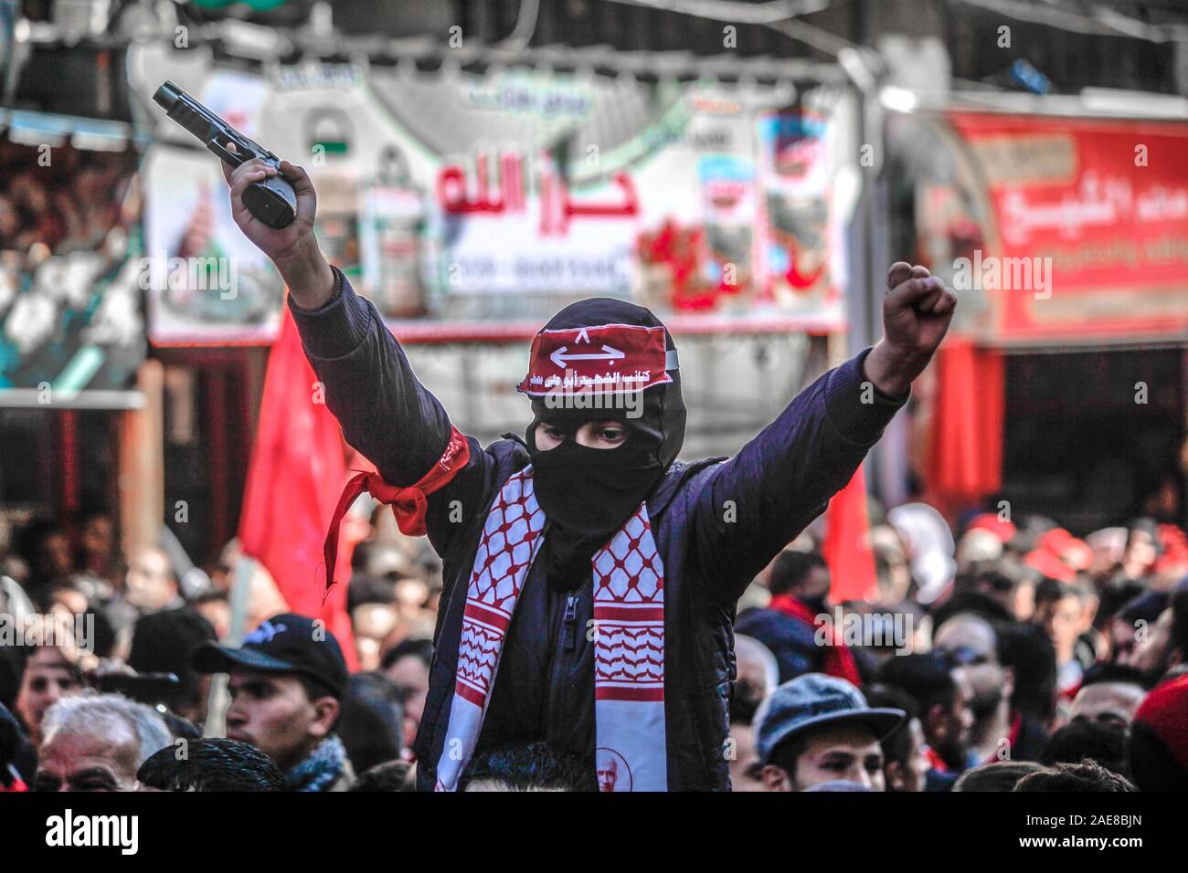 Gaza, Palestine. 07th Dec, 2019. Palestinian supporters of the Popular ...