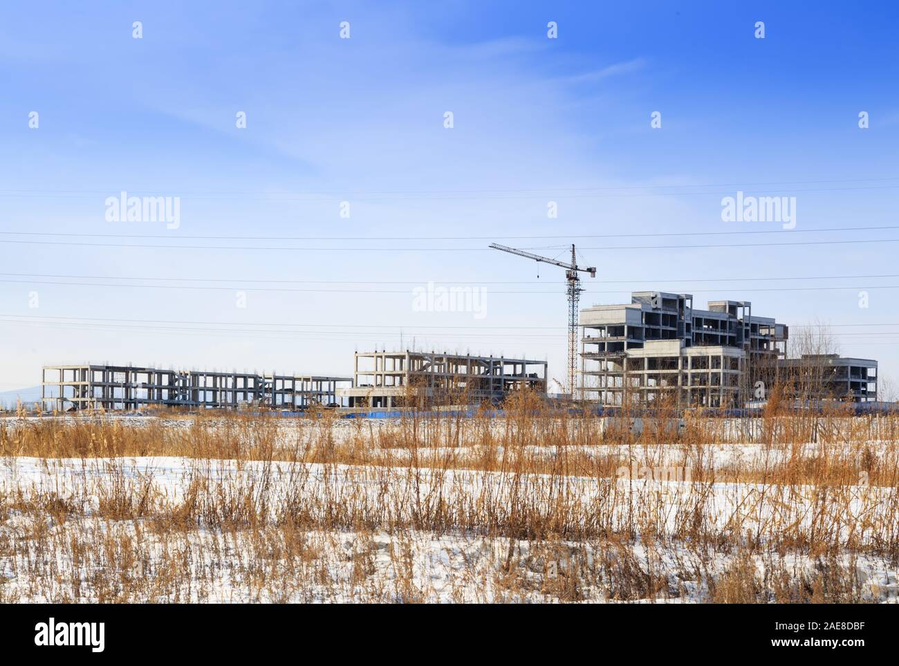 construction site skyline,structure under construction in winter Stock ...