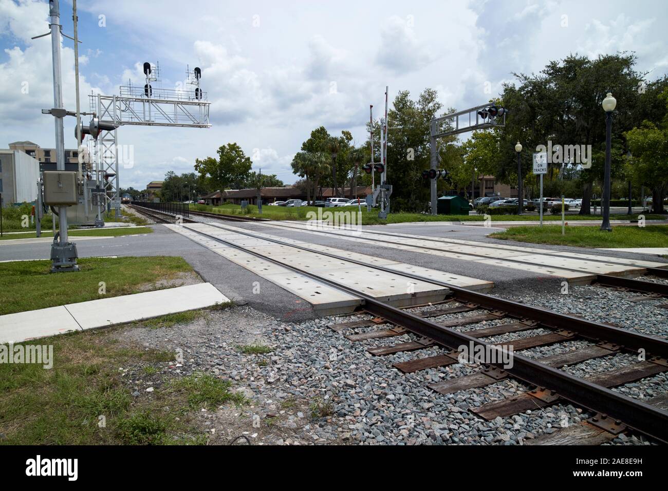 train railroad level crossing near lakefront park kissimmee florida usa ...