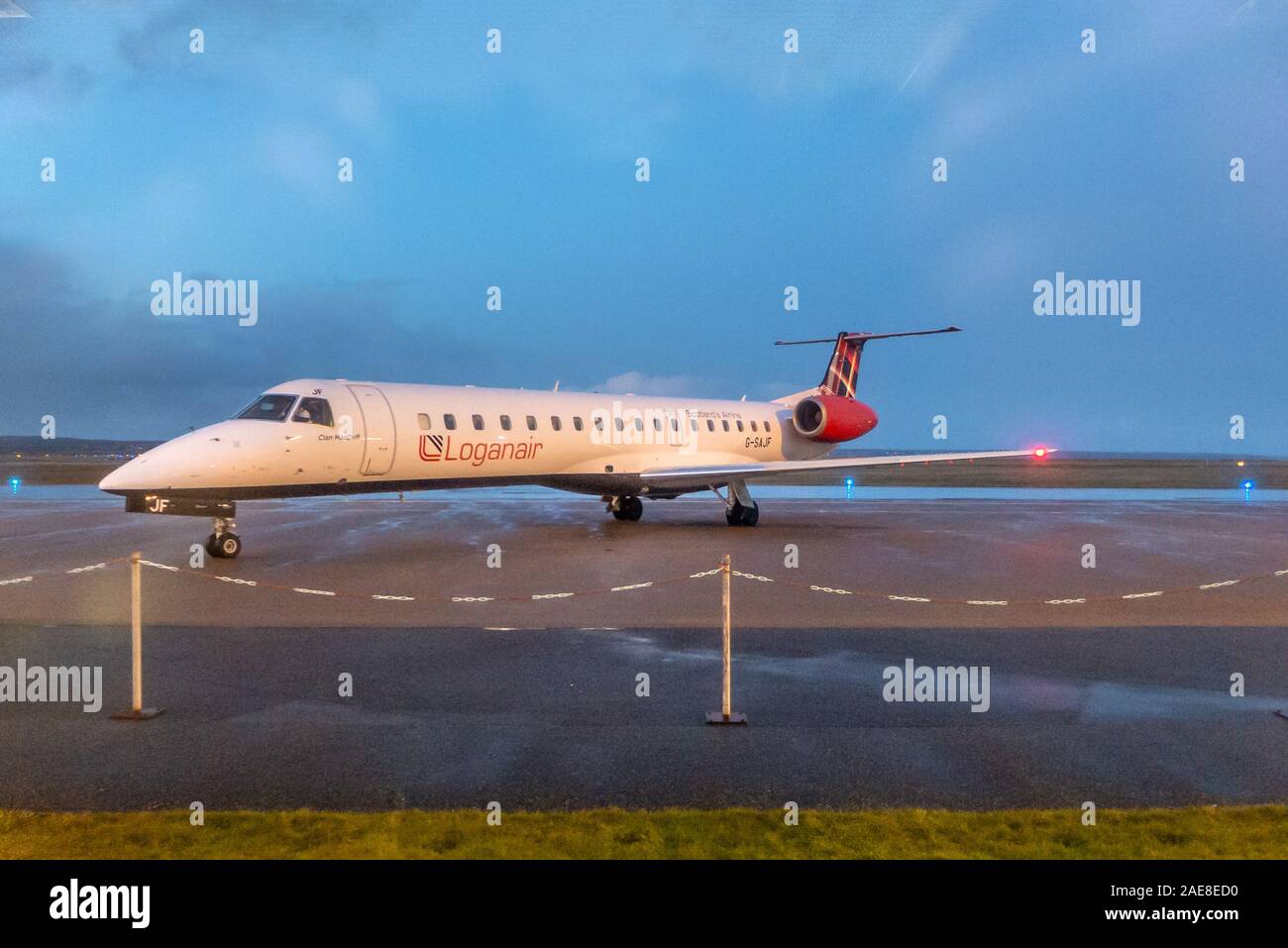 Loganair Embraer 145 at Stornoway Airport Stock Photo - Alamy