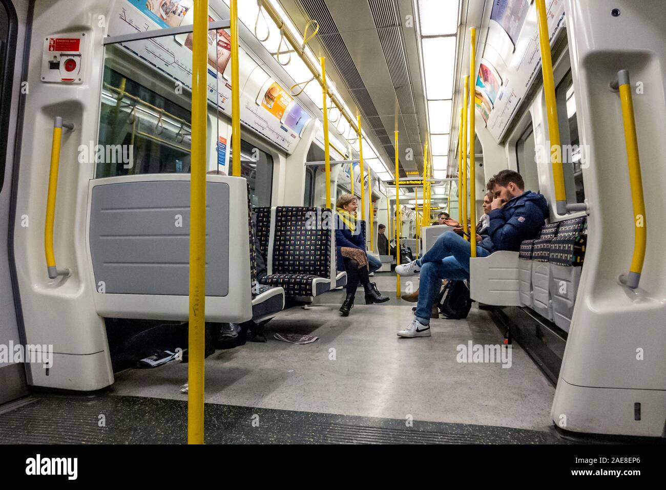 Inside a tube train on the Metropolitan Line in London Stock Photo - Alamy