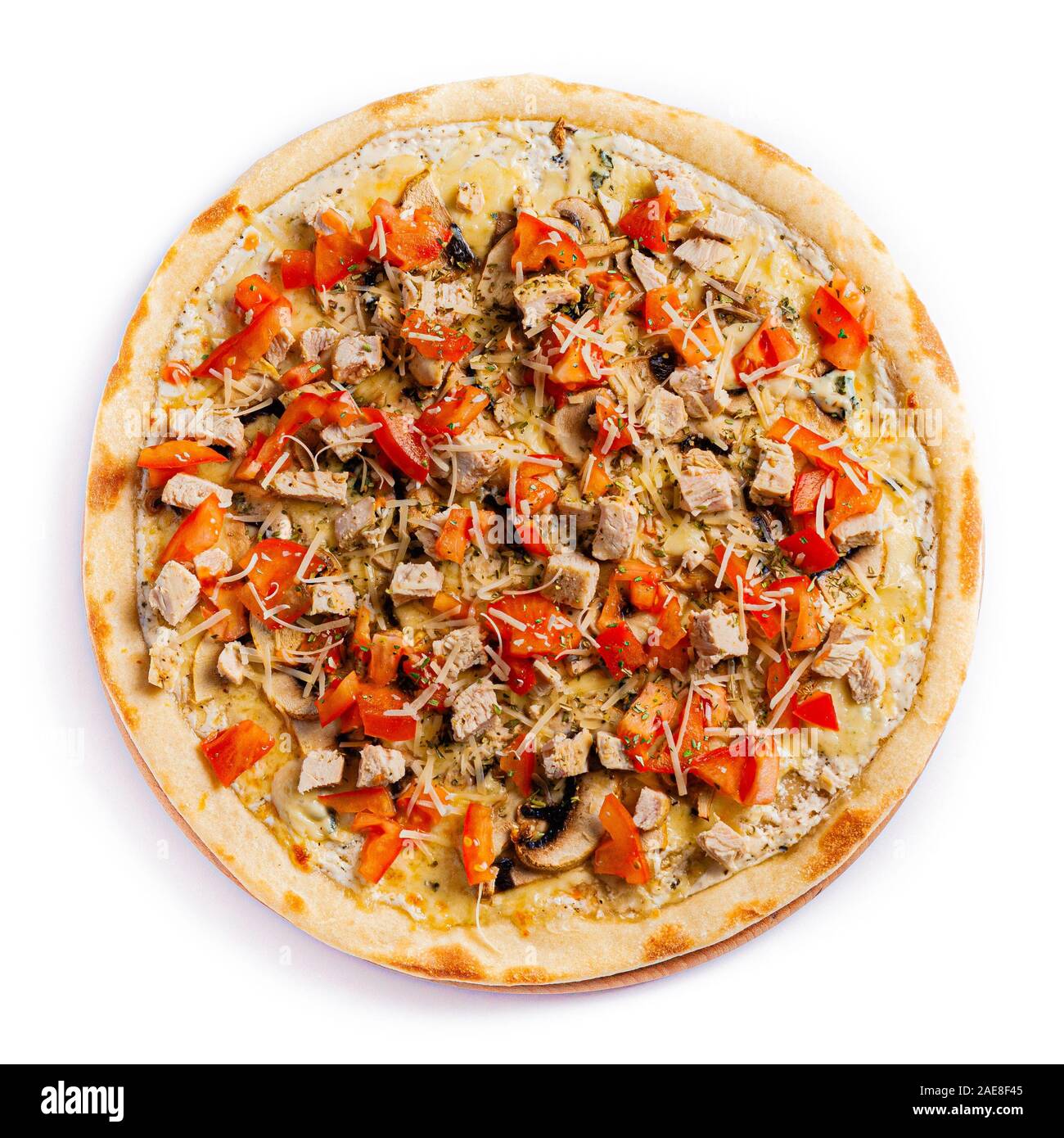 Pizza isolate, medium size, top view. Stock photo of pizza Stock Photo ...