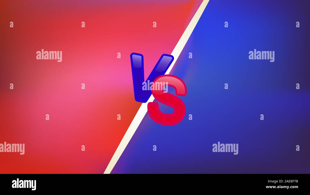 Blue and red neon versus logo versus letters for sports and wrestling ...