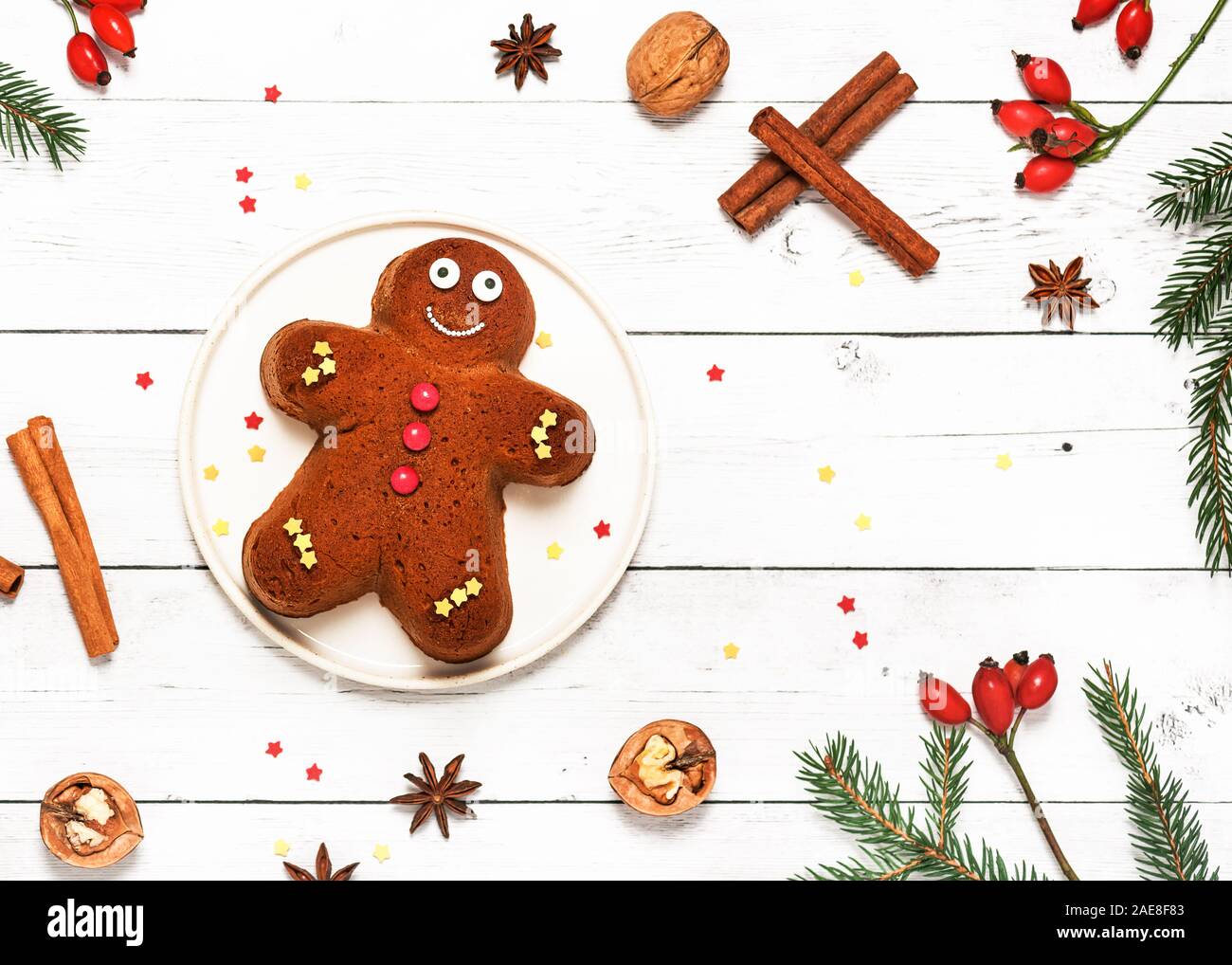 Homemade funny gingerbread man cake as a small present from kitchen ...