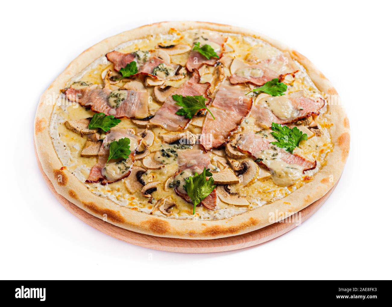 Pizza isolate, medium size, side view. Stock photo of pizza Stock Photo ...