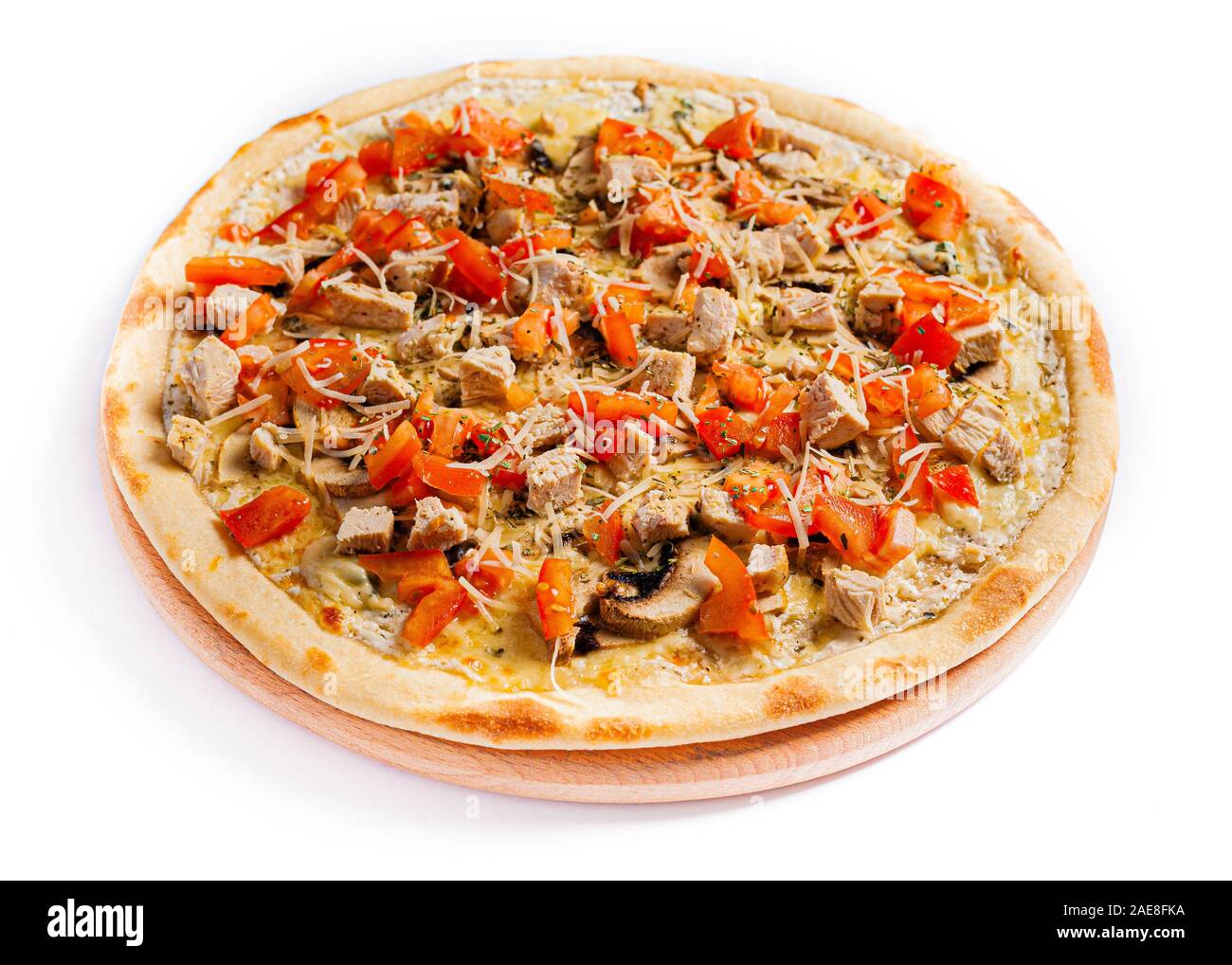 Pizza isolate, medium size, side view. Stock photo of pizza Stock Photo ...