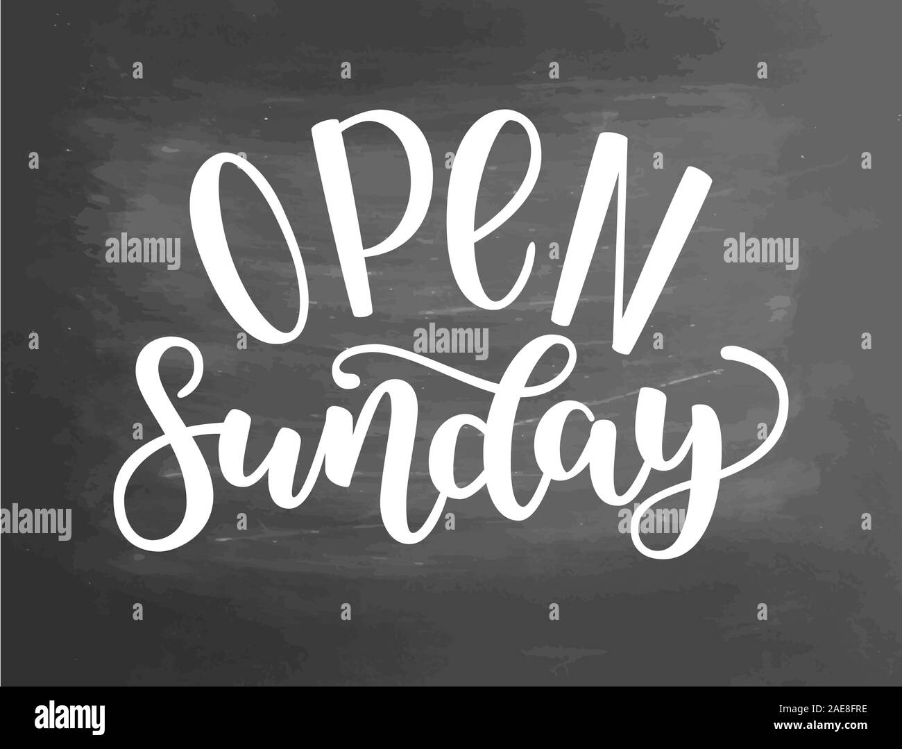 Open sunday handlettering isolated on textured chalkboard background ...