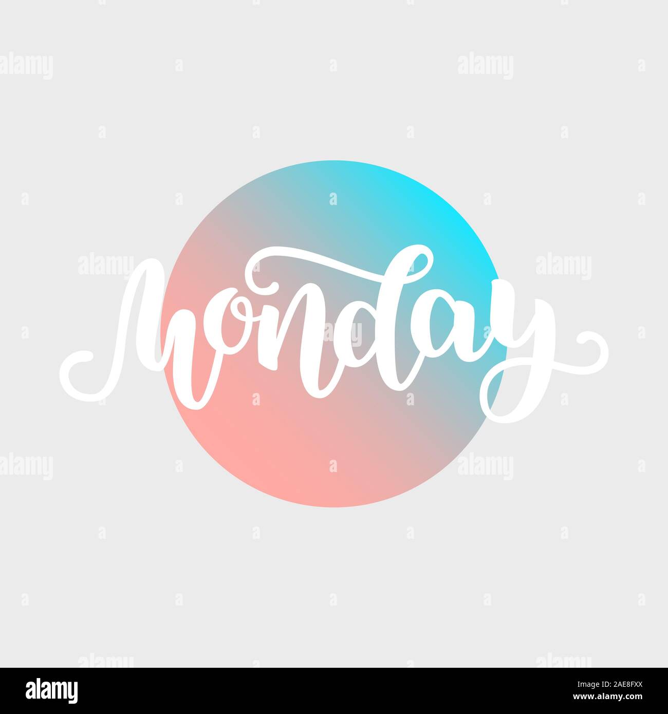 Monday. Handwriting font by calligraphy. illustration on colorful ...