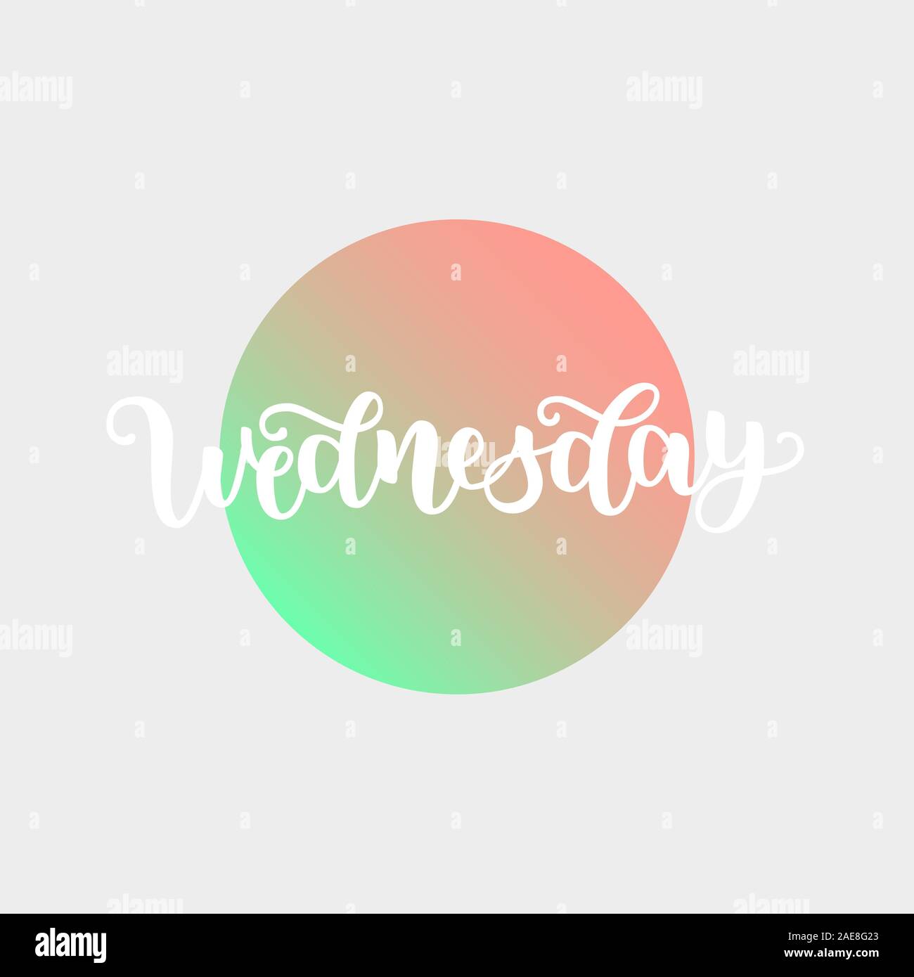 Wednesday. Handwriting font by calligraphy. illustration on colorful ...
