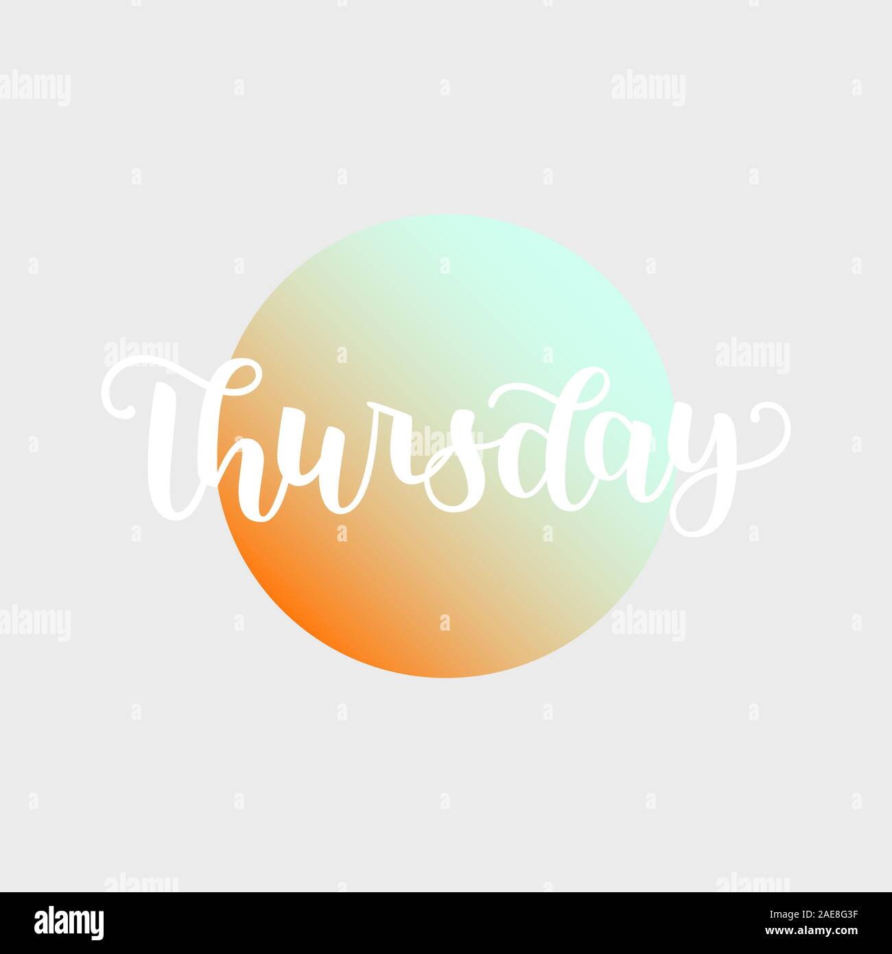 Thursday. Handwriting font by calligraphy. illustration on colorful ...
