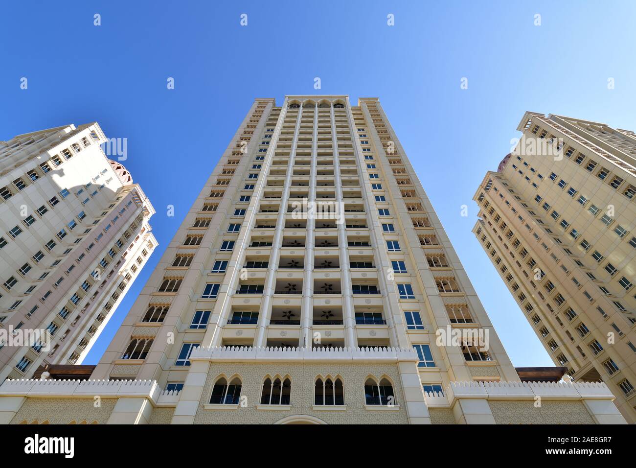 High-rise residential building in the Arab style, Qatar Stock Photo - Alamy