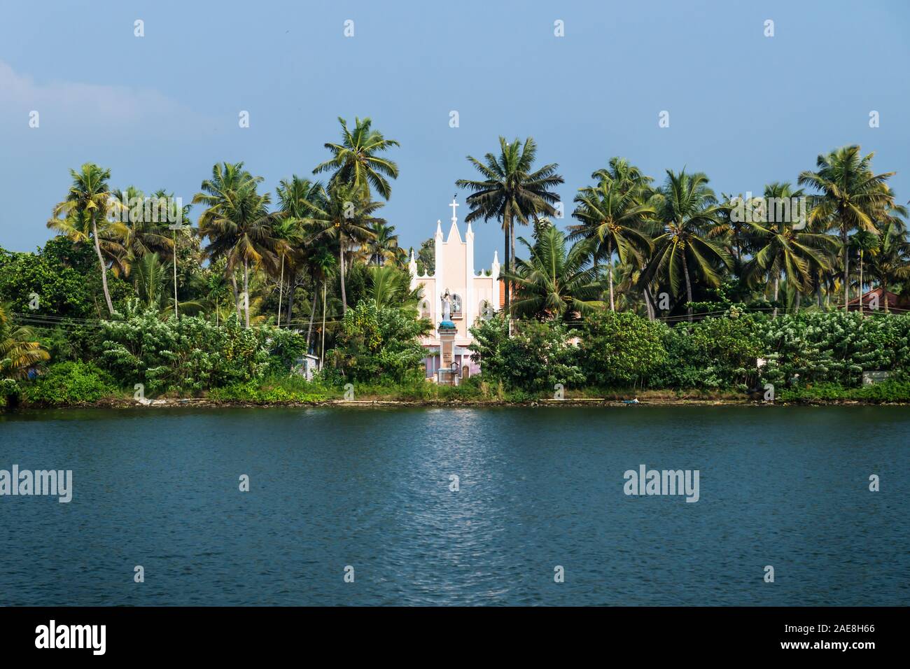 St. George Church along the river of the kollam kottapuram waterway ...