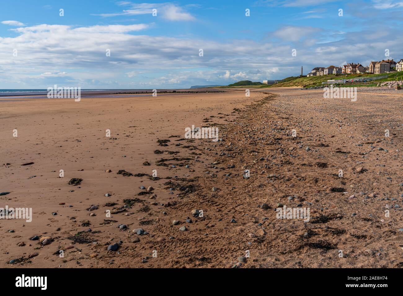 Seascale, Cumbria, England, UK - May 02, 2019: The beach and some ...