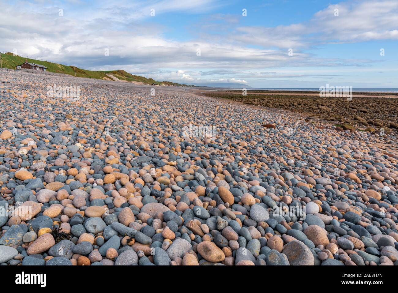 Nethertown, Cumbria, England, UK - May 02, 2019: The pebble beach and ...