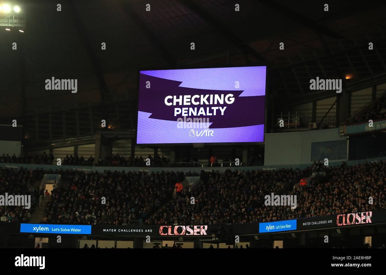A penalty is given through VAR during the Premier League match at the ...