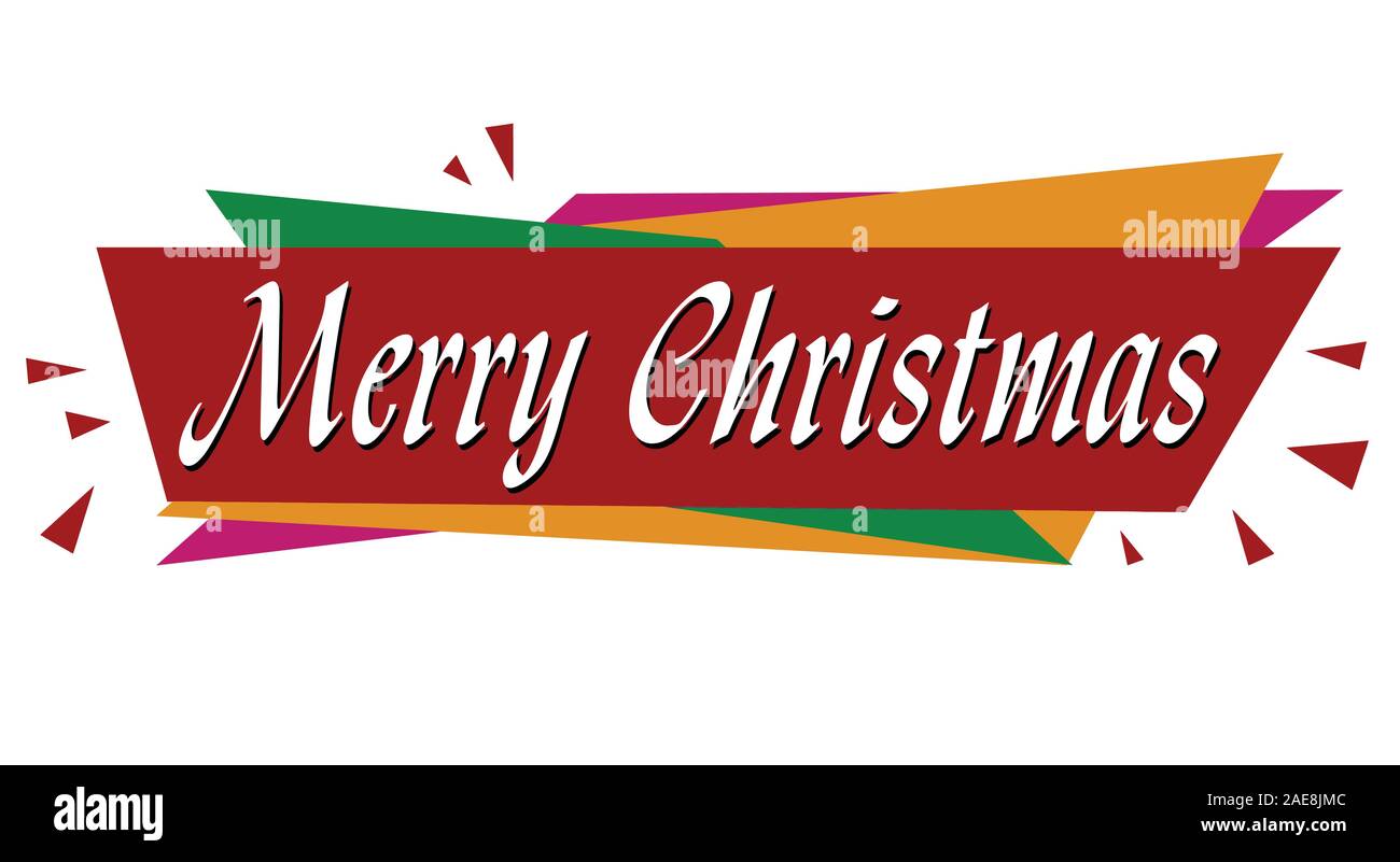 Merry Christmas banner design on white background, vector illustration ...