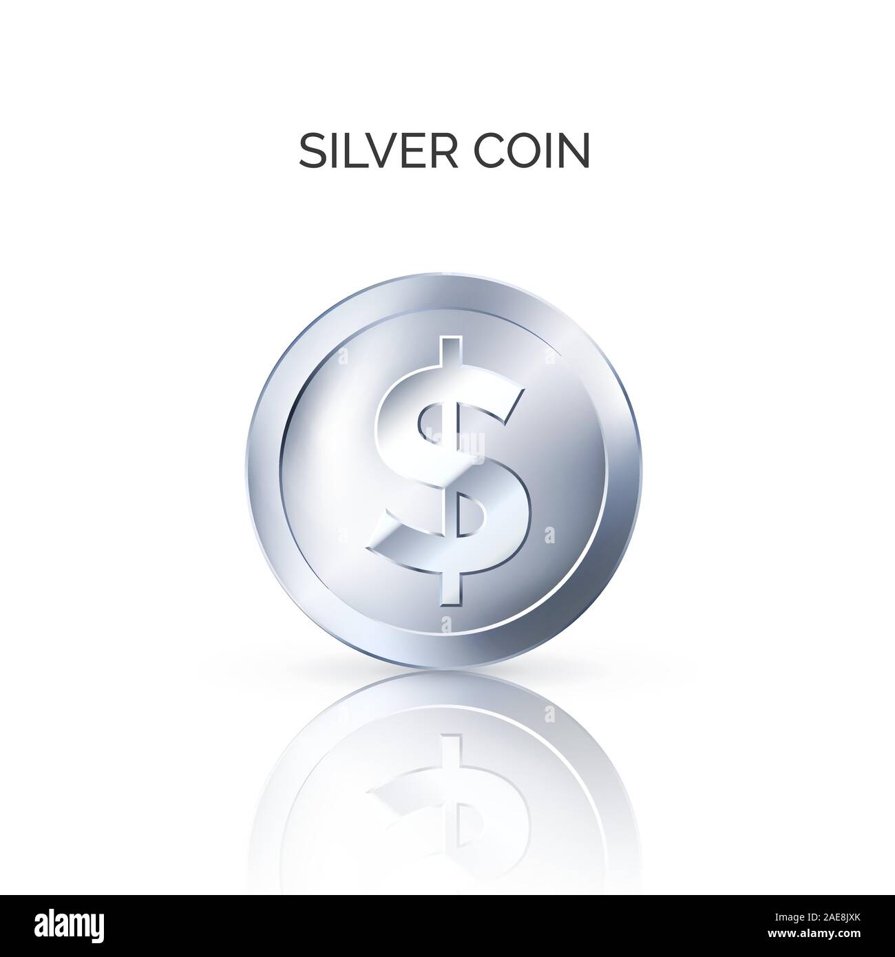 Silver Coin Front View. Glossy metallic money. Business symbol of money ...