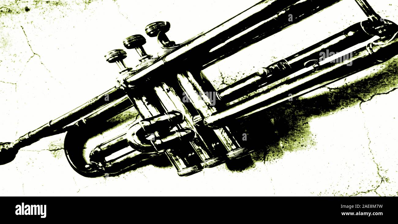 an ancient jazz trumpet Stock Photo - Alamy