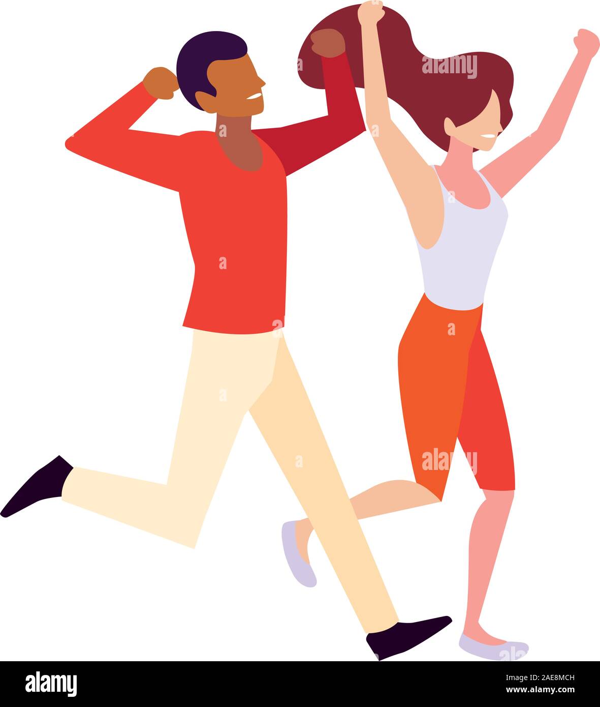 couple of people dancing on white background vector illustration design ...