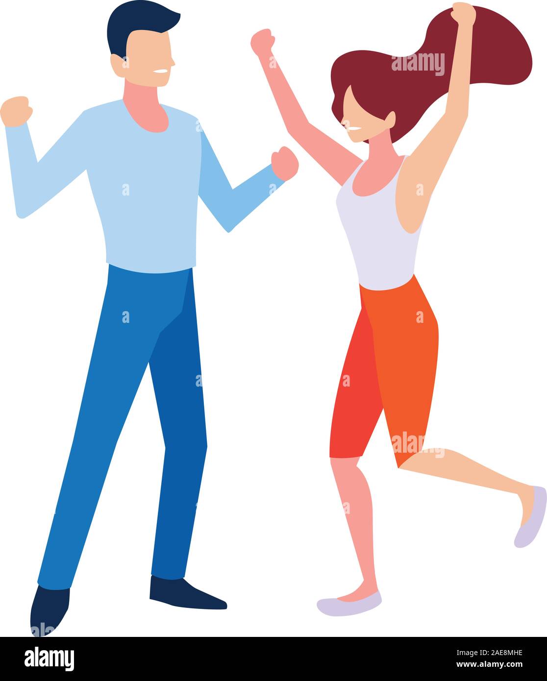 couple of people dancing on white background vector illustration design ...
