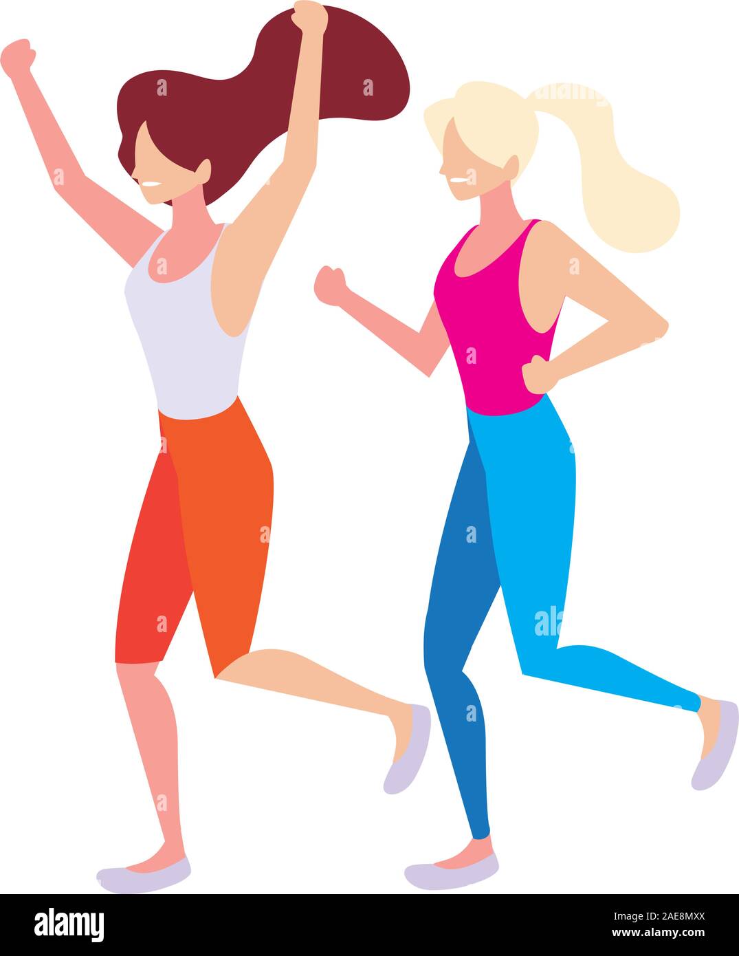 women in pose of dancing on white background vector illustration design ...