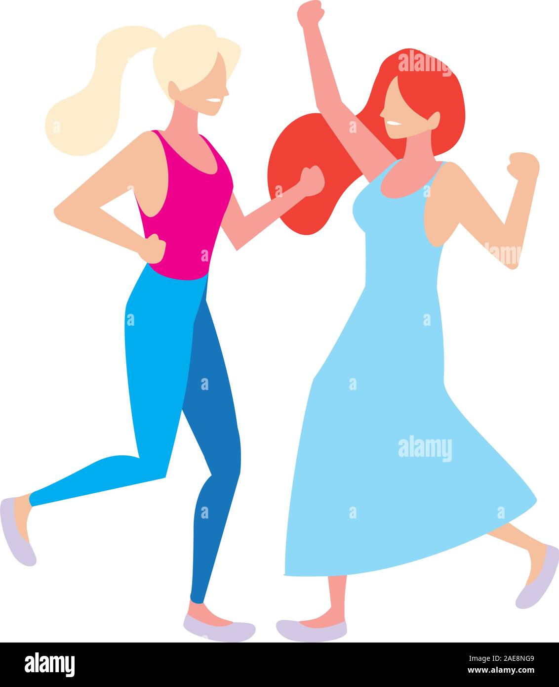 women in pose of dancing on white background vector illustration design ...